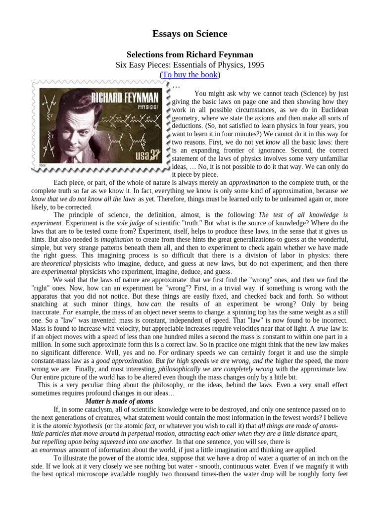 Feynman's Insights on Physics Essentials | PDF | Physics | Chemistry
