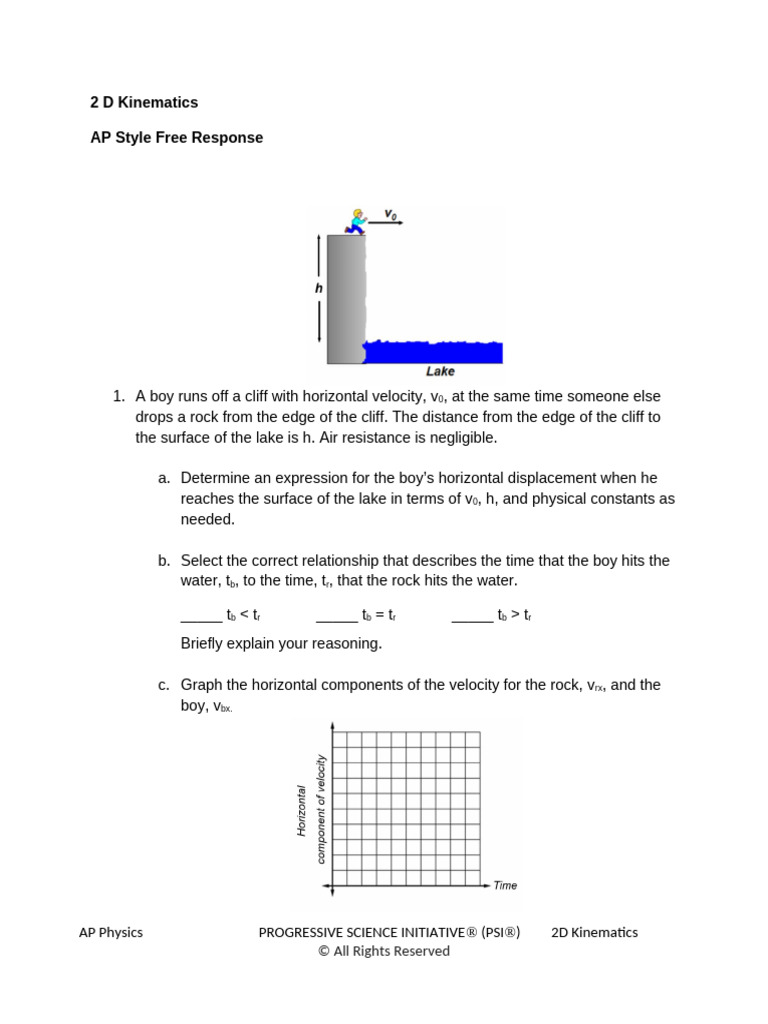 Ap Phys1 - Kinematics 2d Ap Style Free Response Questions - 2023 12 13 ...