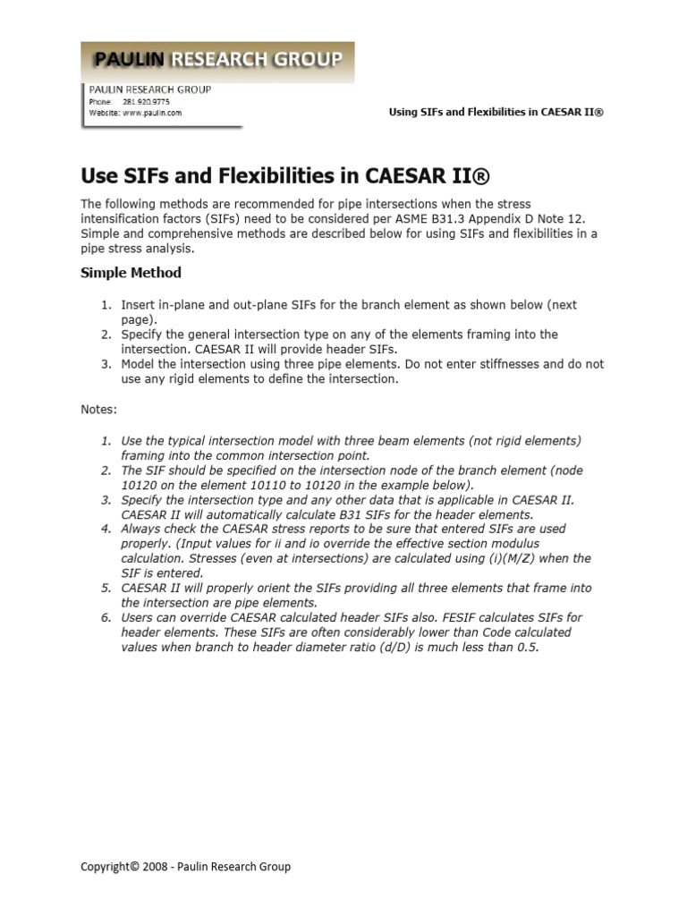 Using_SIFs_and_Flexibilities_in_CAESAR_I | PDF | Pipe (Fluid Conveyance ...