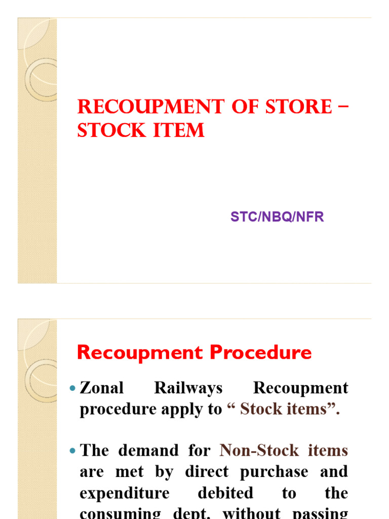 Recoupment of Store - Stock Item | PDF | Business | Business Economics