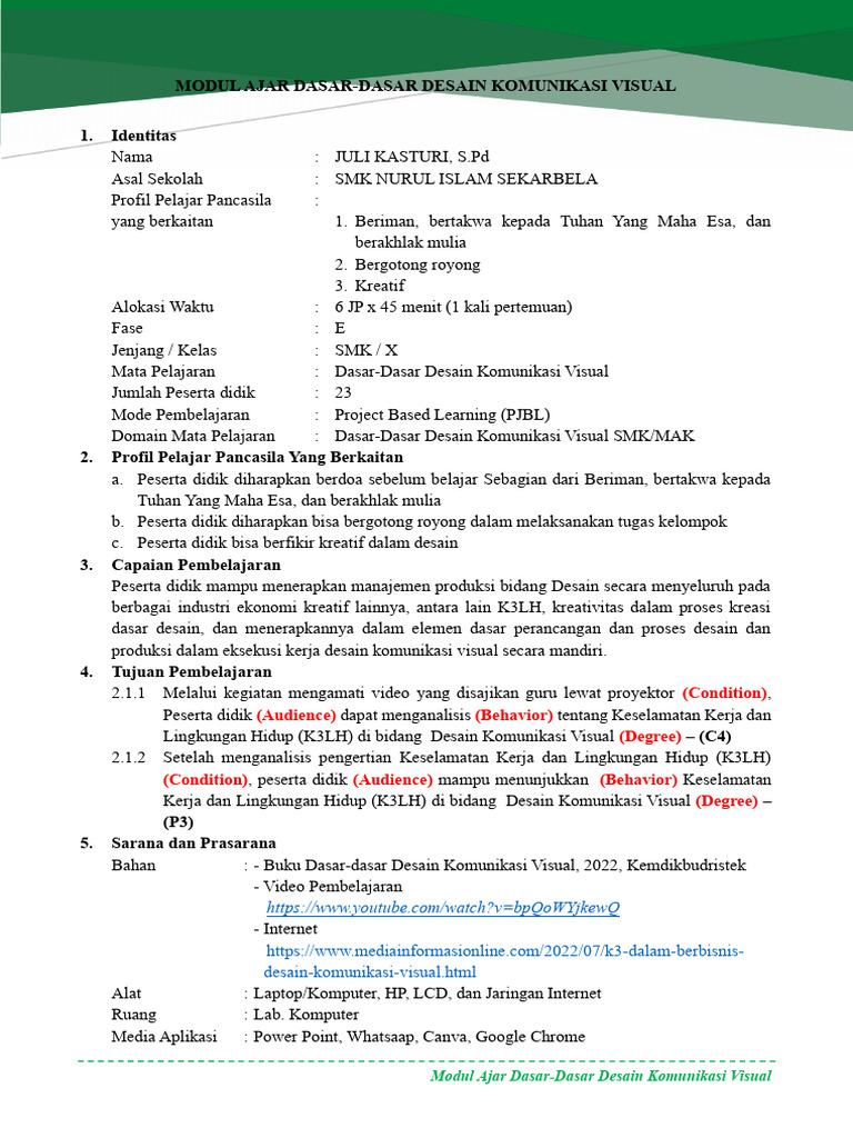 Modul Ajar K3LH | PDF