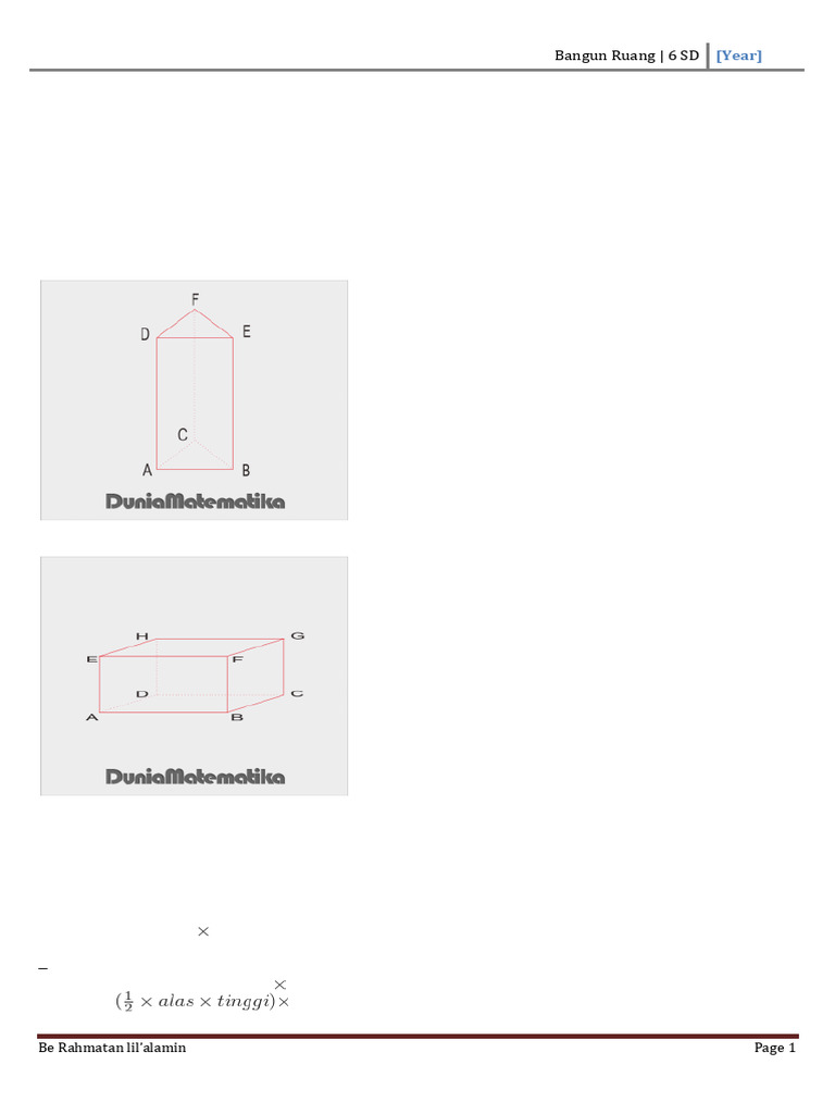 Volume Prisma dan Tabung SD | PDF
