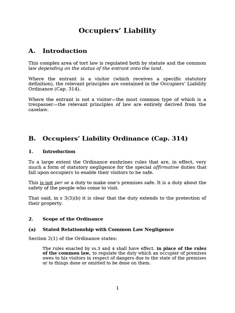 Occupiers Liability | PDF | Negligence | Legal Liability