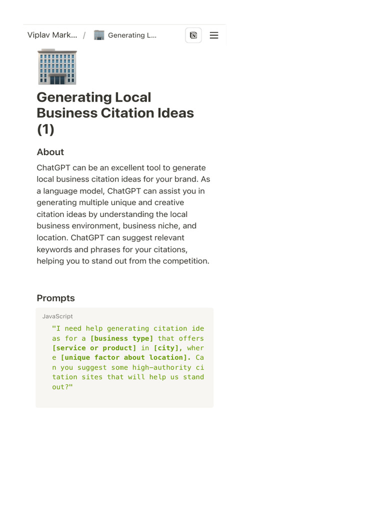 ? Generating Local Business Citation Ideas | PDF | Citation | Human ...