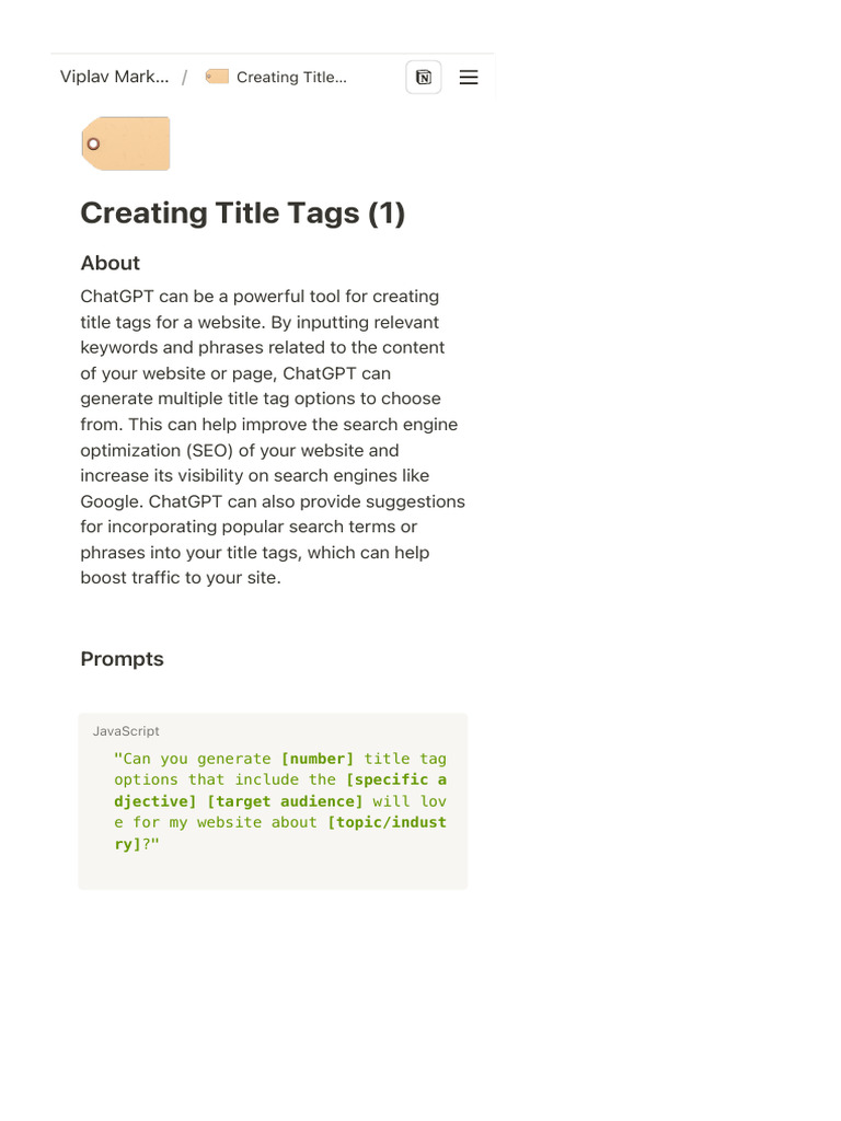 ? Creating Title Tags | PDF | Search Engine Optimization | Tag (Metadata)