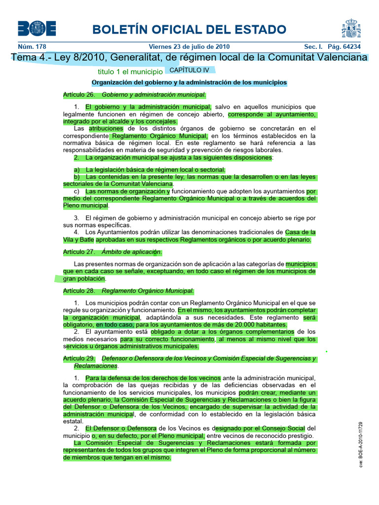 Tema 4 Ley 8-2010 de 23 Junio CV | PDF | Gobierno local | Regulación