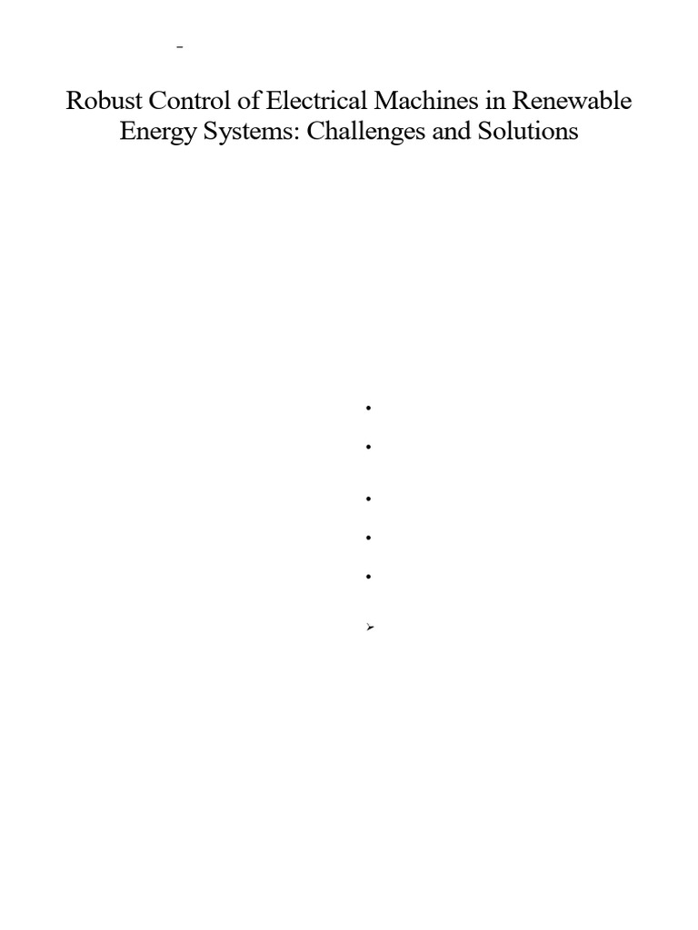 Robust Control of Electrical Machines in Renewable Energy Systems ...