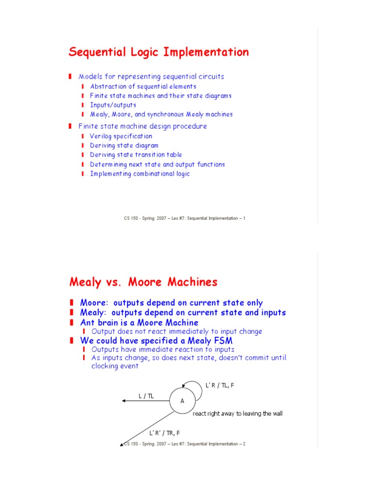 Sequential Logic Implementation: Models For Representing Sequential ...