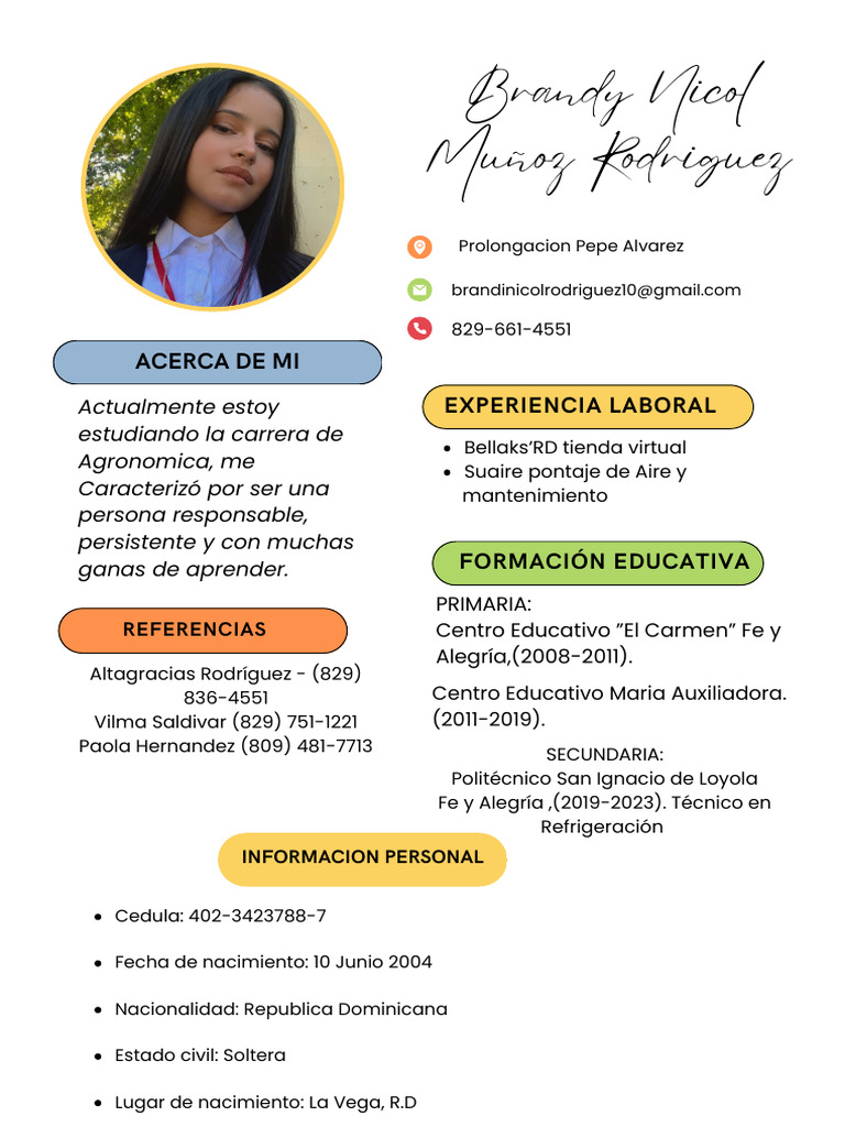 Currículum Brandy Nicol Muñoz Rodriguez | PDF