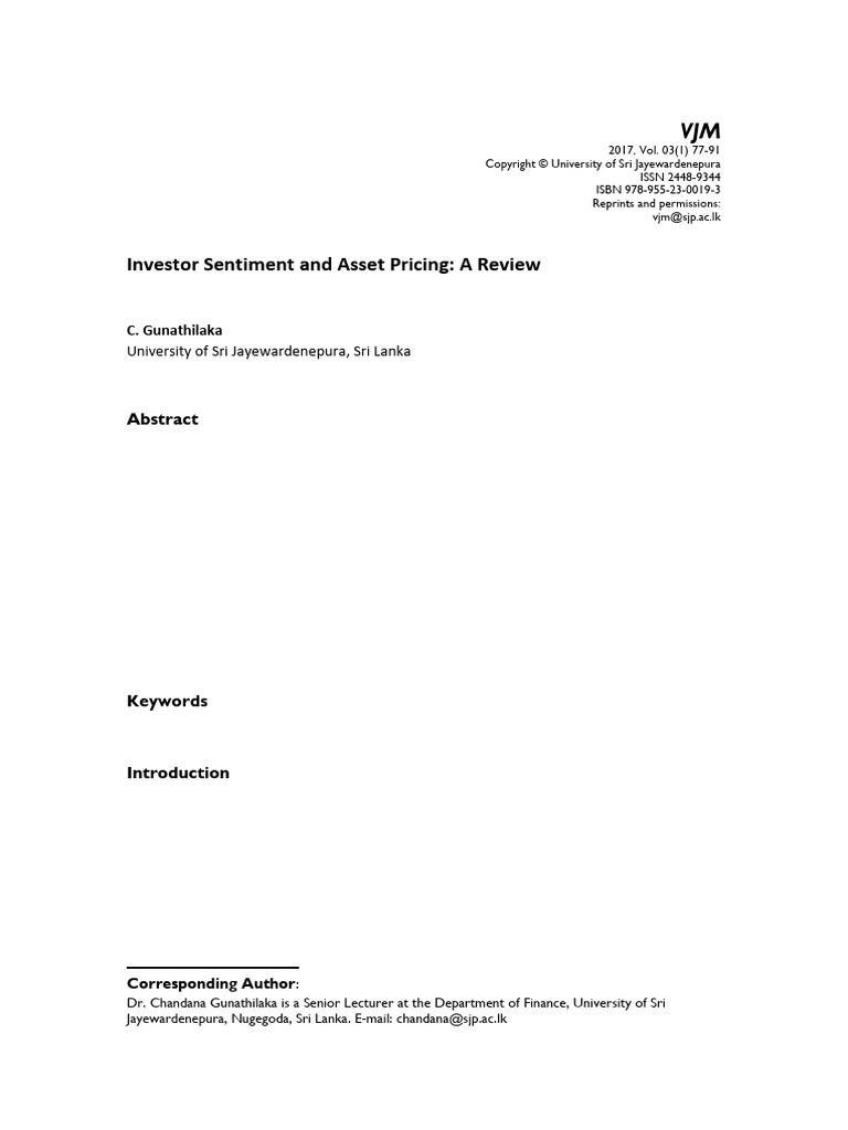 Atennakoon15@gmail - com,+VJM 3 (1) 77-91 | PDF | Capital Asset Pricing Model | Market Liquidity