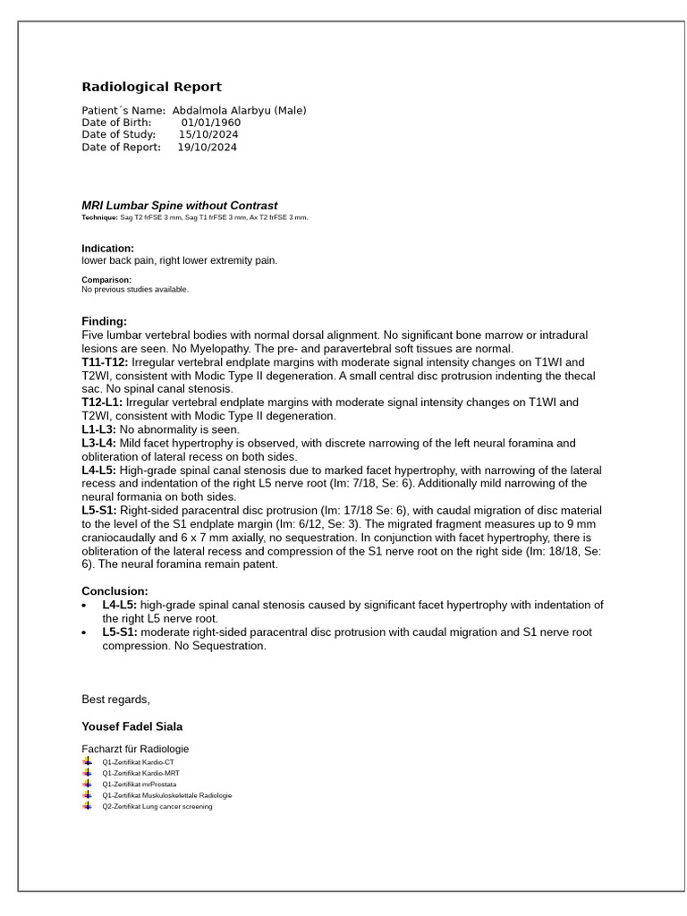 Radiological Report 6 | PDF