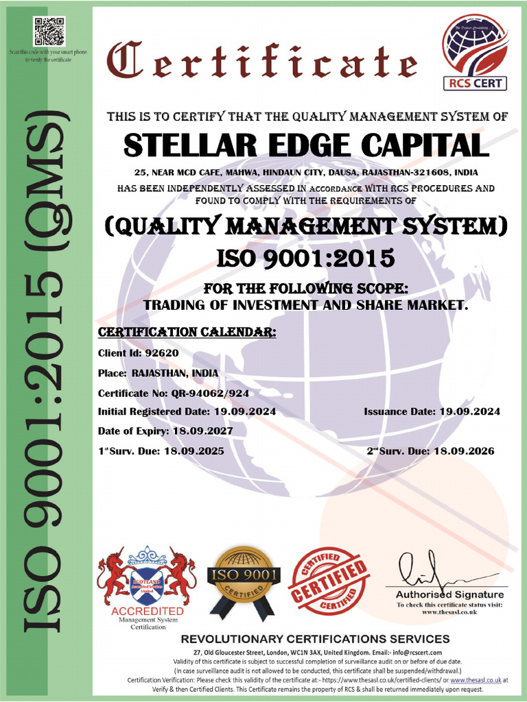 Stellar Edge Capital - 9001 - RCS | PDF