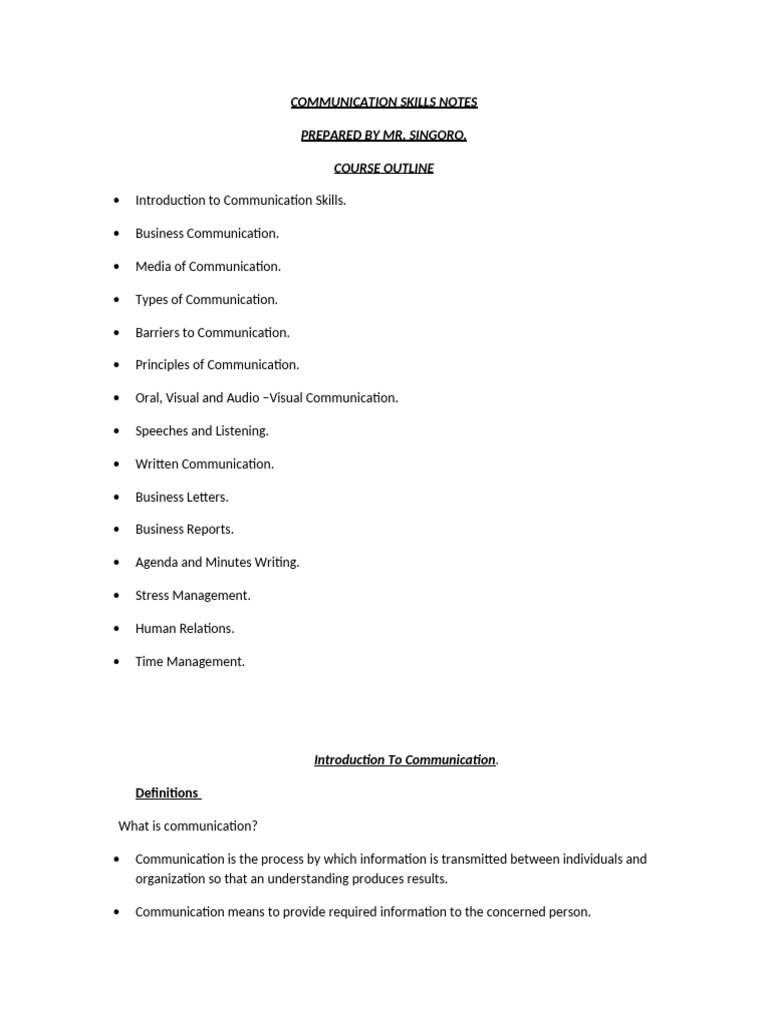 Communication Skills Notes-1 | PDF | Communication | Information