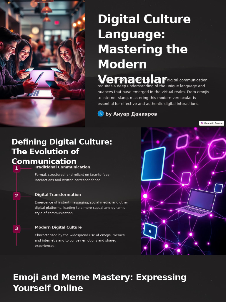 Digital Culture Language Mastering The Modern Vernacular | PDF | Communication | Social Media