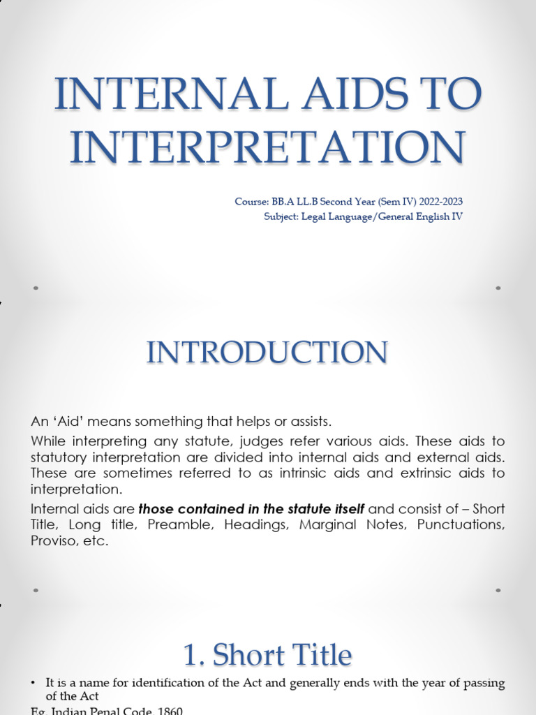 Internal Aids To Interpretation | PDF | Assault | Justice