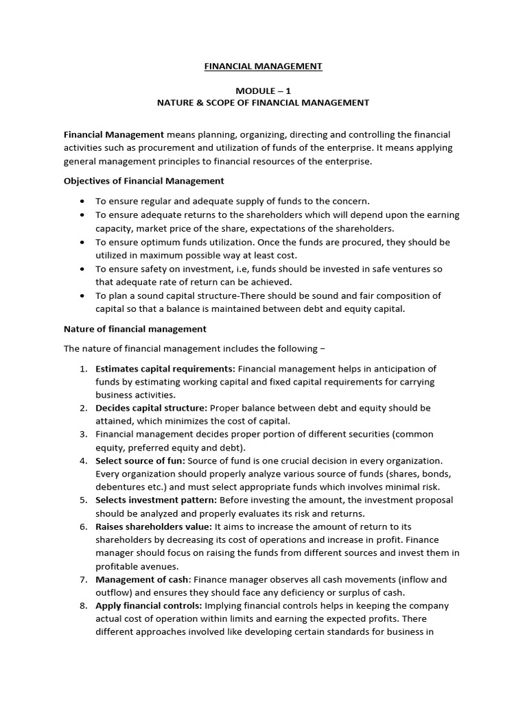 Financial Management: Nature and Scope | PDF | Cost Of Capital ...