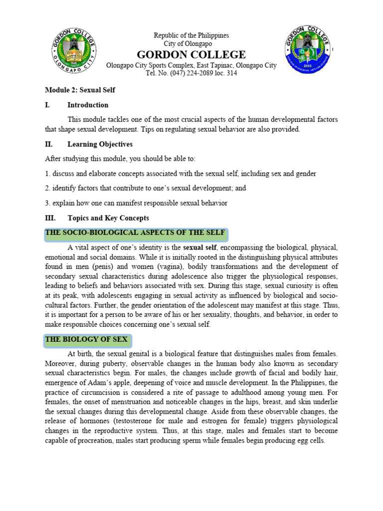 Understanding the Sexual Self Module | PDF | Sexually Transmitted ...