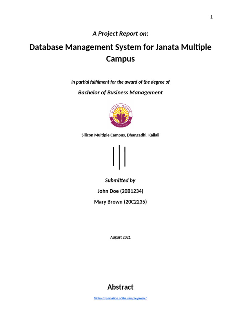 Public_ Sample Project Report | PDF | Databases | Sql