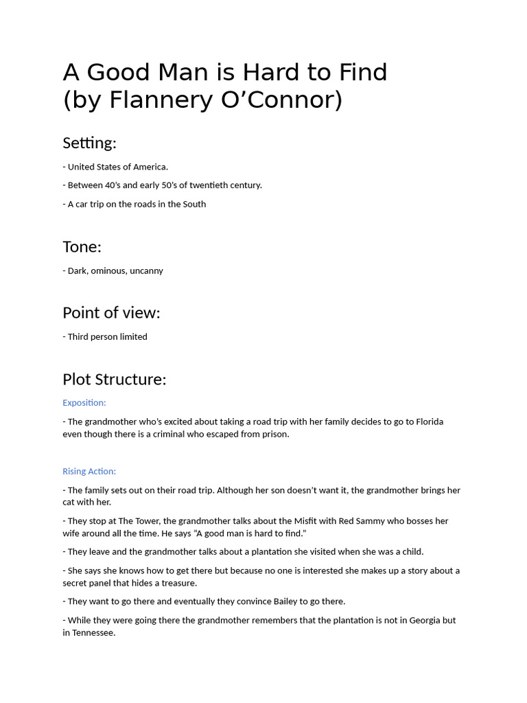 Analysis of "A Good Man is Hard to Find" | PDF