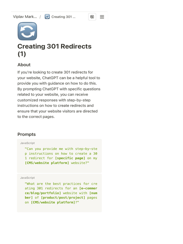 ? Creating 301 Redirects (1) | PDF