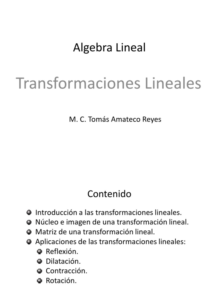 Transformaciones Lineales | PDF | Mapa lineal | Matriz (Matemáticas)