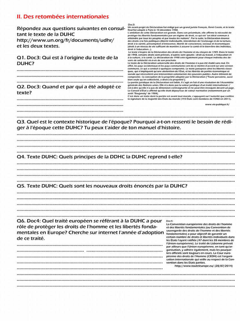 Les Diff Décl Des D de l'Ho 3 Élèves | PDF