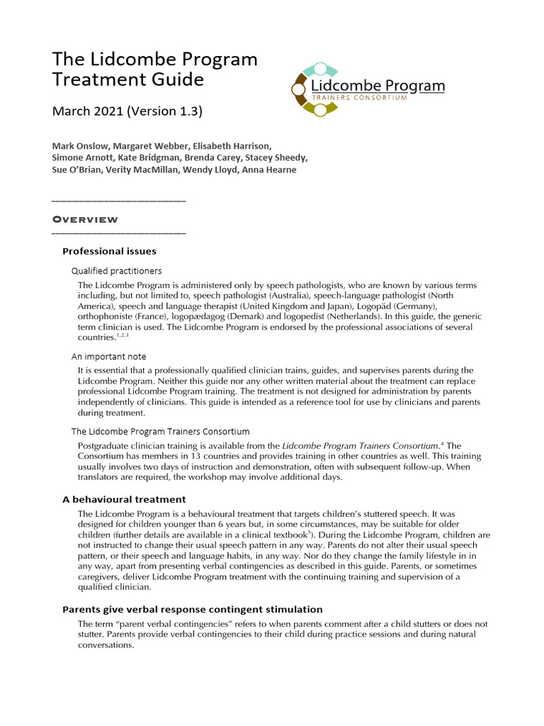 Lidcombe-Program | PDF | Stuttering | Phases Of Clinical Research