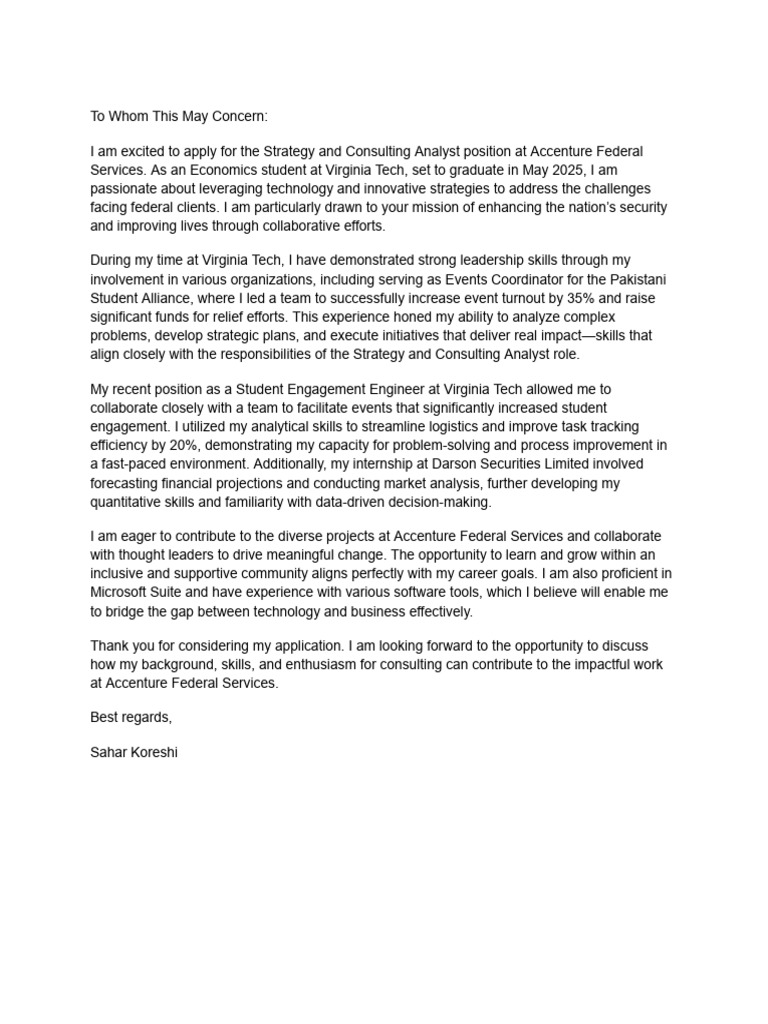 Accenture Cover Letter | PDF