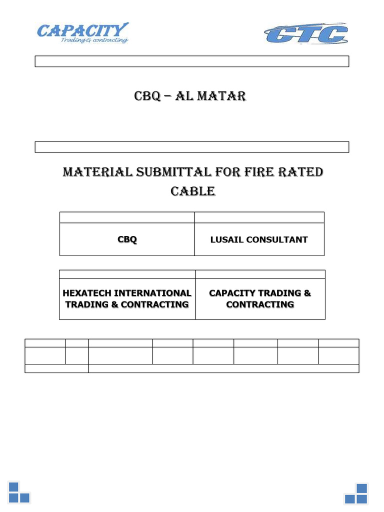 Technical Submittal For Fire Rated Cable - LLT | PDF | Electrical Wiring