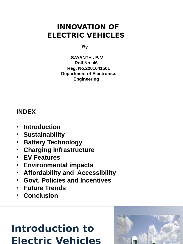Introduction To Electric Vehicles EVs | PDF | Electric Vehicle ...