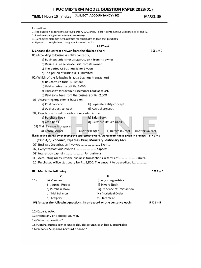 01-Midterm Model QP | PDF