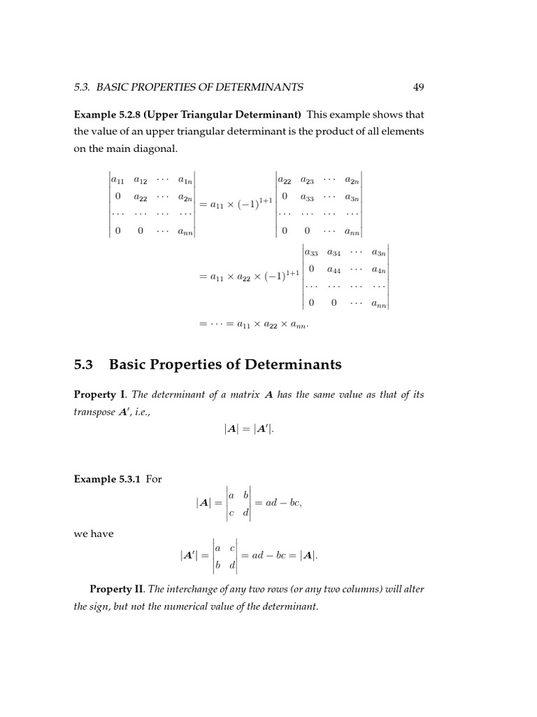 5.3. Basic Properties of Determinants | PDF | Determinant | Matrix (Mathematics)