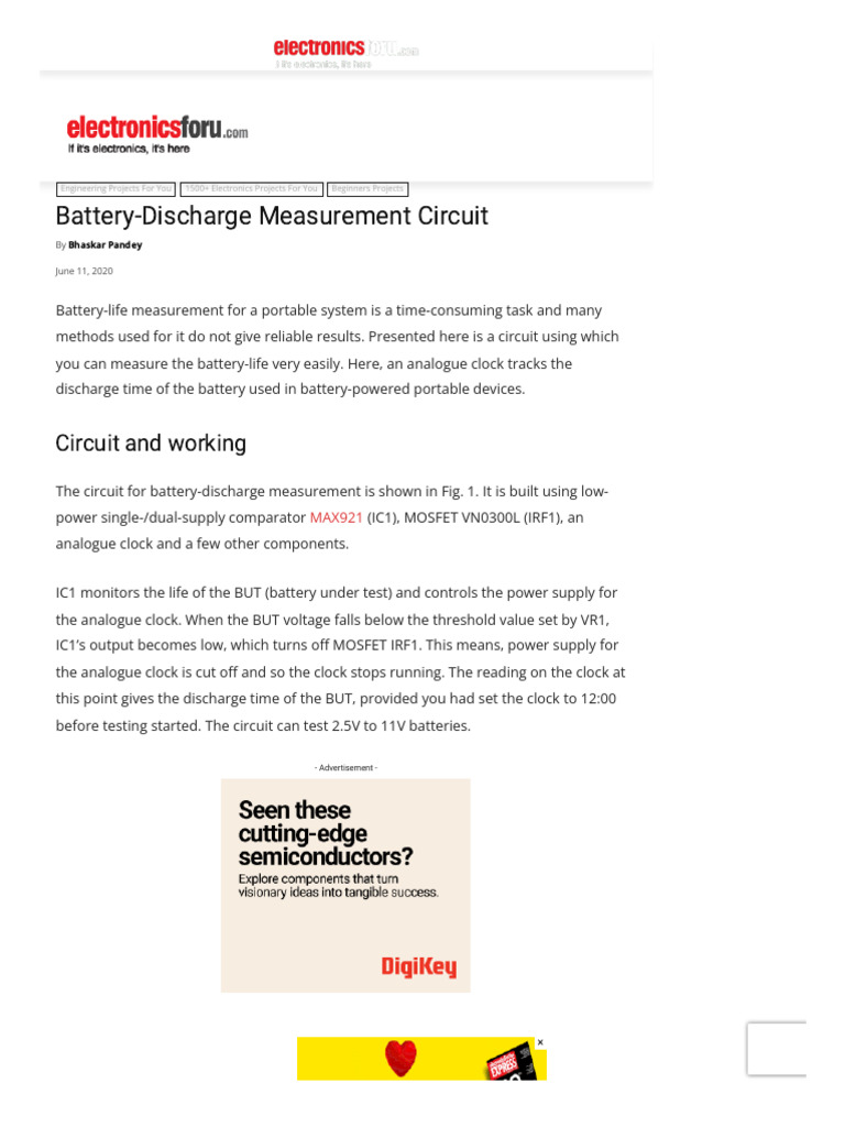 Battery Discharge Measurement Circuit | PDF | Electronic Circuits ...