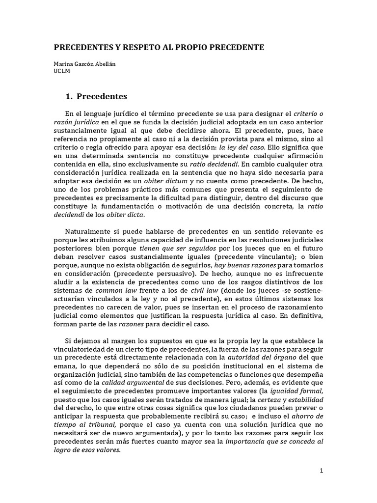Precedentes y Autoprecedente en Derecho | PDF | Precedente | Juez