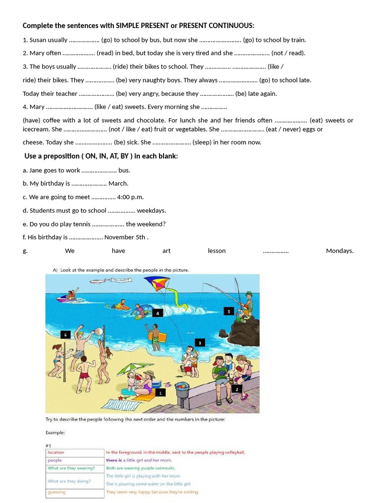 Complete The Sentences With SIMPLE PRESENT or PRESENT CONTINUOUS | PDF