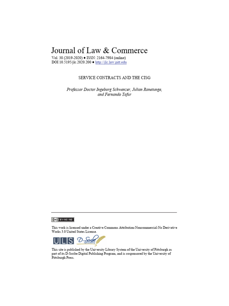 Service Contracts and The CISG | PDF | Tort | Common Law