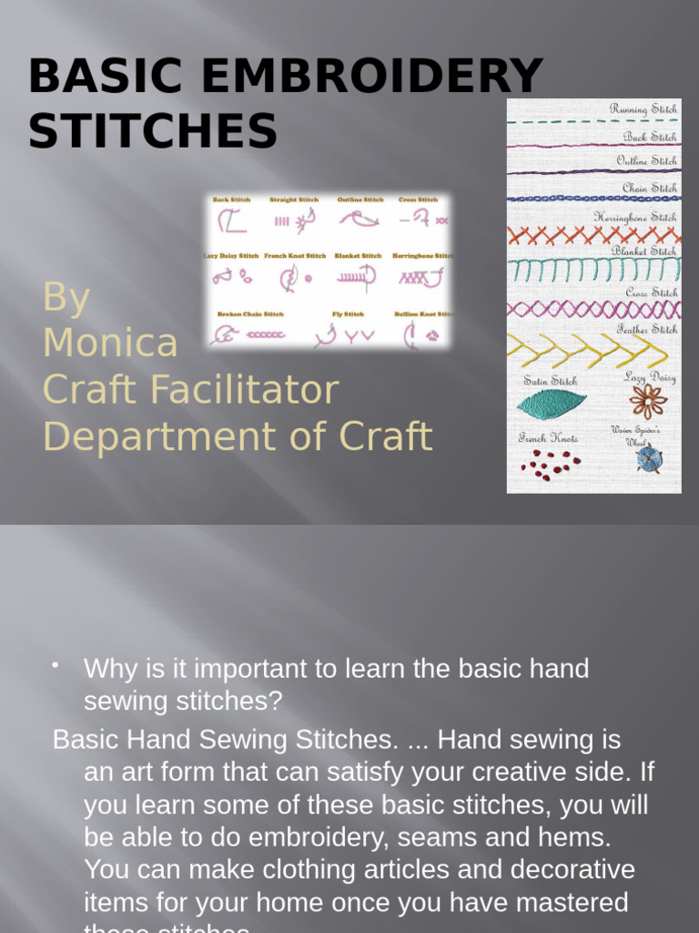 Basic Hand Sewing Stitches Guide | PDF