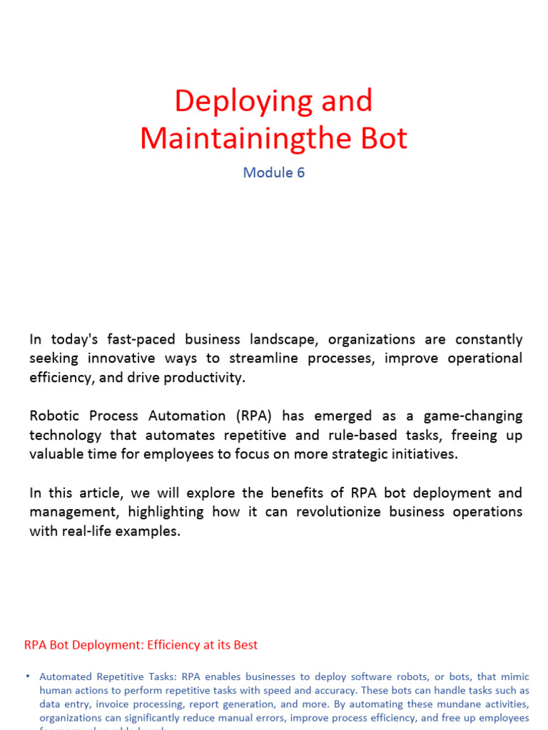 RPA Bot Deployment and Management Guide | PDF | Accounts Payable ...