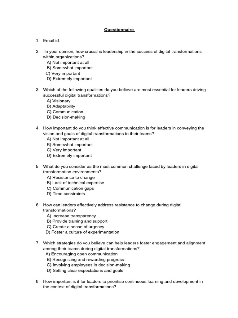 Questionnaire_(23,49,46) | PDF | Communication | Change Management
