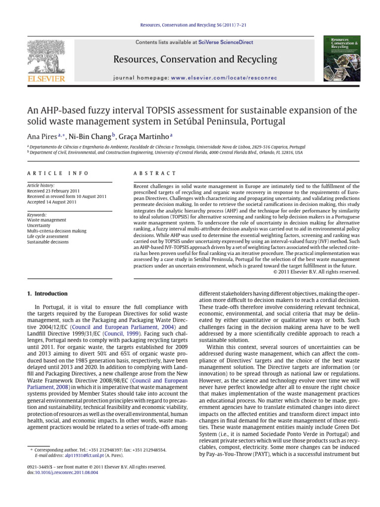 Resources, Conservation and Recycling | PDF | Waste