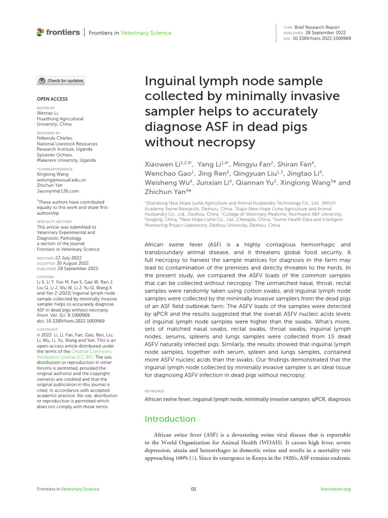 Inguinal Lymph Node Sample Collected by Minimally | PDF | Polymerase ...
