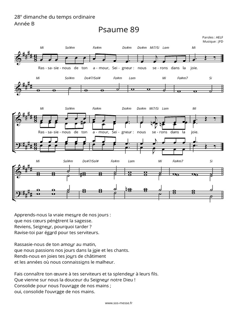 Psaume 89 : Consolide nos jours | PDF | Liturgie et culte chrétien