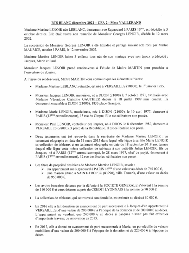 BTS BLANC SUCCESSION | PDF