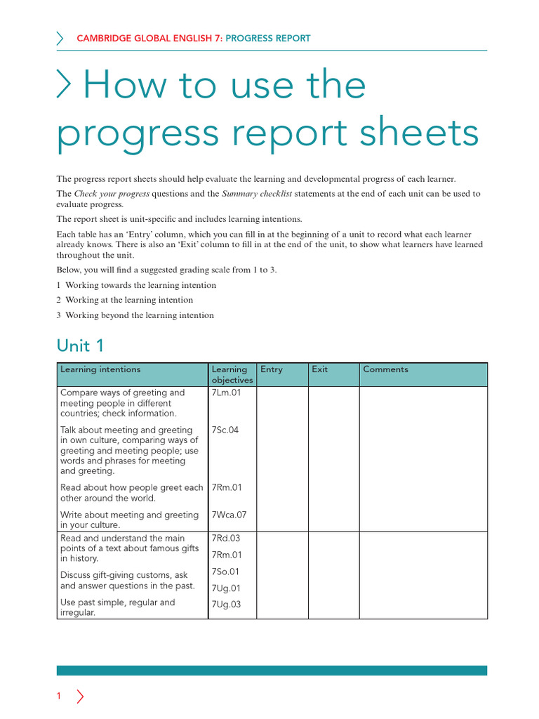 GE_7_Progress_reports | PDF | English Language | Verb