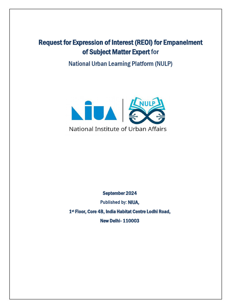REOI NULP Subject Matter Expert Empanelment | PDF | Educational Technology | Expert