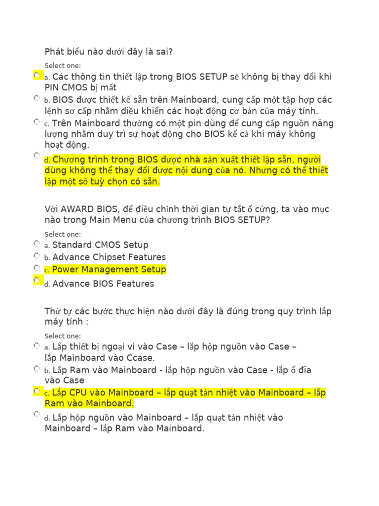 Đáp Án Chương 2 BTHT | PDF