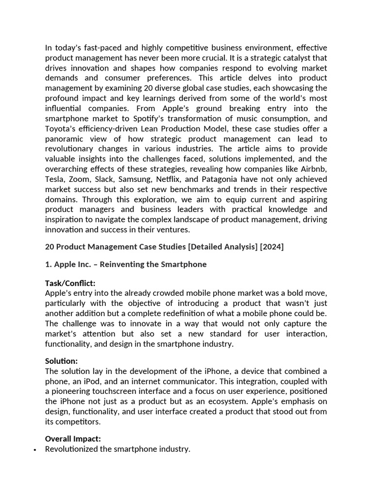 Product Management 20 Caselets | PDF | Artificial Intelligence ...