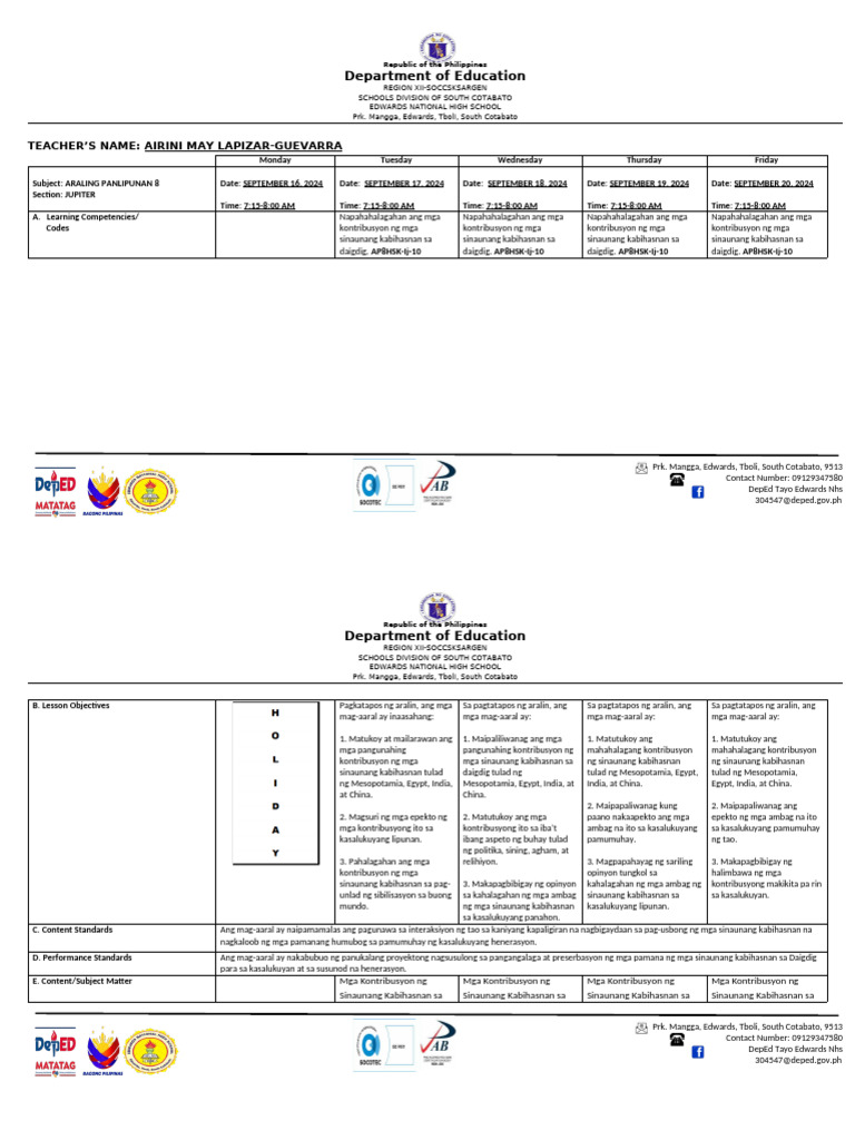 Ap8 Week Sept 16-20 | PDF