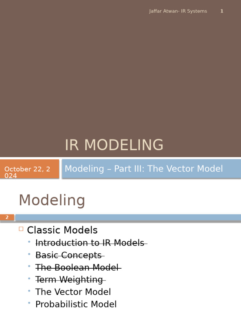 (Jaffar) IR - Modeling - III | PDF | Applied Mathematics | Mathematics