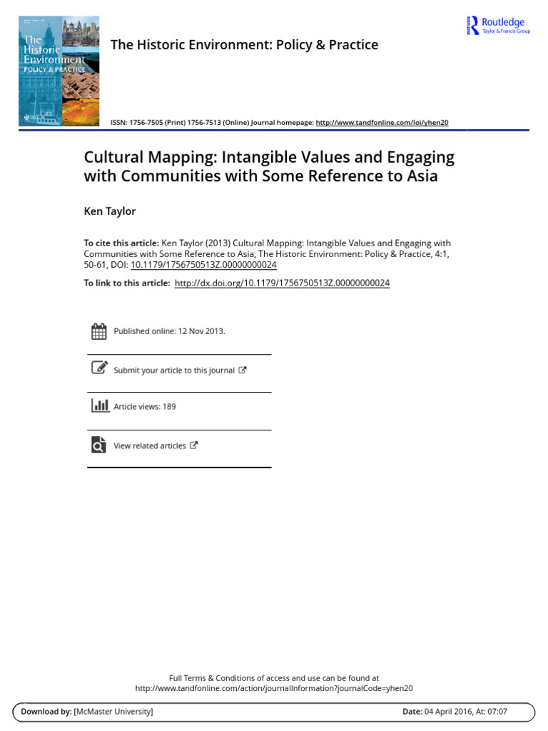 Cultural Mapping Intangible Values and Engaging | PDF | Angkor ...